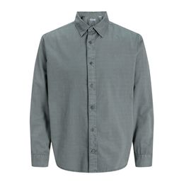 Jack & Jones Langarmhemd JACK & JONES "JJECHARGE FADED SHIRT LS NOOS", Herren, Gr. S, N-Gr, grau (stormy weather), Web, Obermaterial: 100% Baumwolle, unifarben, relaxed fit, Hemden Langarmhemd