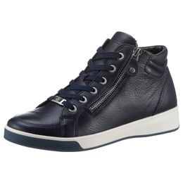 Schn&uuml;rboots Ara "ROM", Damen, Gr. 4,5 (37,5), blau (dunkelblau), Glattleder, Schuhe Schn&uuml;rboots, Keilabsatz, High Top-Sneaker, Freizeitschuh in Schuhweite G = weit