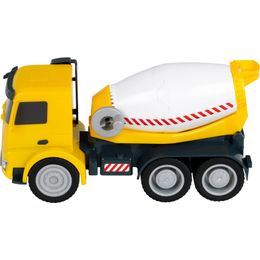 Spielzeug-Betonmischer klein "Mercedes-Benz AROCS", wei&szlig; (gelb, wei&szlig;), Spielzeugfahrzeuge, KinderB:12cm H:16cm T:32cm, Kunststoff, Spielzeug-Betonmischer, B:12cm H:16cm T:32cm