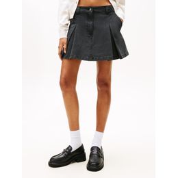 Minirock Tommy Jeans "TJW CANVAS MINI PLEATED SKIRT", Damen, Gr. 31, schwarz, Canvas, Obermaterial: 100% Baumwolle, unifarben, kurz, R&ouml;cke Minirock