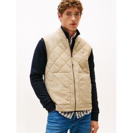 Steppweste Tommy Hilfiger "DIAMOND QUILTED VEST", Herren, Gr. L, gr&uuml;n (sandalwood), Web, Obermaterial: 100% Polyamid, Westen Steppweste, mit Rautenmuster
