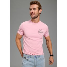 T-Shirt Kangaroos, Herren, Gr. L, rosa, Single Jersey, Obermaterial: 100% Baumwolle, schmal, Rundhals, Shirts T-Shirt, schmale Passform, Halbarmshirt, mit Rundhalsausschnitt mit B&uuml;ndchen