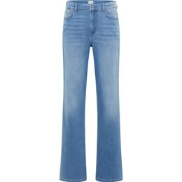 Weite Jeans Mustang "Madison Wide", Damen, Gr. 28, L&auml;nge 34, medium middle, Denim/Jeans, Obermaterial: 78% Baumwolle, 10% Lyocell, 9% Elastomultiester, 3% Elasthan, unifarben, weit kn&ouml;chellang, Jeans Weite Jeans, im Five-Pocket Style
