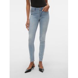 V&eacute;ro Moda Skinny-fit-Jeans VERO MODA "VMFLASH MR SKINNY JEANS LI3102 GA NOOS", Damen, Gr. XS (34), L&auml;nge 30, blau (light blau denim), Denim/Jeans, Obermaterial: 89% Baumwolle, 9% Elastomultiester, 2% Elasthan, unifarben, skinny fit lang, Jeans Skinny-fit-Jeans, Baumwollmischung mit Stretch, regular waist, skinny fit