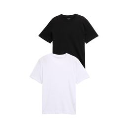 T-Shirt Tom Tailor, Herren, Gr. L, wei&szlig;2, Single Jersey, Obermaterial: 100% Baumwolle, unifarben, regular fit taillenbedeckt, Rundhals, gerader Abschluss, Shirts T-Shirt, mit Logo Print