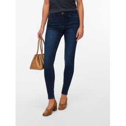 V&eacute;ro Moda Skinny-fit-Jeans VERO MODA "VMPOLLY MR SKINNY JEANS RA3051 NOOS", Damen, Gr. S, L&auml;nge 32, dunkelblau denim, Denim/Jeans, Obermaterial: 98% Baumwolle, 2% Elasthan, unifarben, skinny fit lang, Jeans Skinny-fit-Jeans, Baumwollmischung, skinny fit