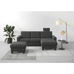 Ecksofa Home Affaire "Summer L-Form", grau (anthrazit), B:249cm H:91cm T:164cm, 95% Polyester, 5% Polyamid, Sofas, Ecksofa, mit Recamiere, mit oder ohne Bettfunktion und Bettkasten, Cord-Bezug