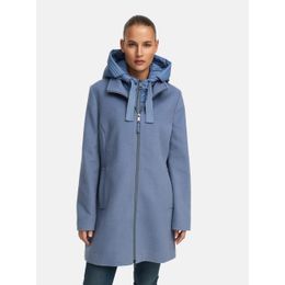 Wolljacke Manisa, Damen, Gr. 40, grau blau, Web, Obermaterial: 50% Wolle, 50% Polyester. Futter: 100% Polyester, unifarben, normal kniefrei, Rundhals, Jacken Wolljacke, mit herausnehmbarer Kapuze