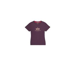 T-Shirt Alpha Industries "New Basic T-Shirt BL W", Damen, Gr. XS, lila (plum), Obermaterial: 100% Baumwolle, Shirts T-Shirt