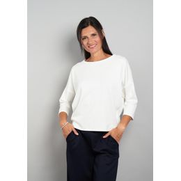 3/4-Arm-Shirt Seidel Moden "Exklusiv bei OTTO", Damen, Gr. 38, wei&szlig; (sanftes wei&szlig;), Jersey, Obermaterial: 50% Polyester, 45% Viskose, 5% Elasthan, unifarben, Basic, l&auml;ssig geschnitten h&uuml;ftbedeckend, Rundhals, Shirts 3/4-Arm-Shirt, mit Fledermaus&auml;rmel - MADE IN GERMANY