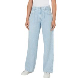 High-waist-Jeans Pepe Jeans "STRAIGHT UHW LEXA ARCHIVE", Damen, Gr. 32, L&auml;nge 30, blau (bleached), Denim/Jeans, Obermaterial: 100% Baumwolle, straight fit, Jeans High-waist-Jeans, mit Bundfalten
