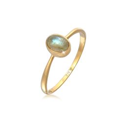 Silberring Elli Premium "Ring Labradorit Solit&auml;r Verlobung 375er Gelbgold" Gr. 54, gold, Fingerringe, Damen, 54, Gelbgold 375, Silberring