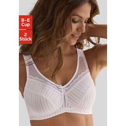 Entlastungs-BH Petite Fleur, Damen, Gr. 80, Cup E, schwarz (schwarz, wei&szlig;), Microtouch, Obermaterial: 45% Polyamid, 40% Baumwolle, 15% Elasthan, Basic, BHs Entlastungs-BH, ohne B&uuml;gel mit leicht wattierten Tr&auml;gern, Basic Dessous