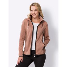 Strickfleecejacke Classic Basics, Damen, Gr. 44, rot (rosenholz), 100% Polyester, Einsatz:100% Polyester, gemustert, mehrfarbig, meliert, Jacken Strickfleecejacke