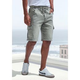 Shorts John Devin "Bermuda, kurze Jogger Pants", Herren, Gr. L (52/54), N-Gr, gr&uuml;n (khaki, denim), Jeans, Obermaterial: 65% Baumwolle, 33% Polyester, 2% Elasthan, unifarben, regular fit kurz, Hosen Shorts, mit Cargotaschen, knielang, elastische Schlupf-Bermuda