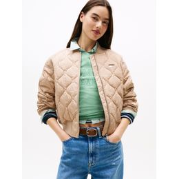 Bomberjacke Tommy Jeans "TJW QUILTED BOMBER", Damen, Gr. S (36), malted milk, Web, Obermaterial: 100% Nylon, unifarben, regular fit, Rippb&uuml;ndchen, Jacken Bomberjacke