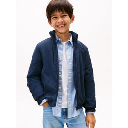 Steppjacke Tommy Hilfiger "ESSENTIAL PADDED JACKET", Jungen, Gr. 5 (110), blau (schwarz night navy), Web, Obermaterial: 100% Polyamid, unifarben, regular fit h&uuml;ftbedeckend, elastischer Bund, Jacken Steppjacke, f&uuml;r Kinder bis 16 Jahre, mit Kapuze im Kragen