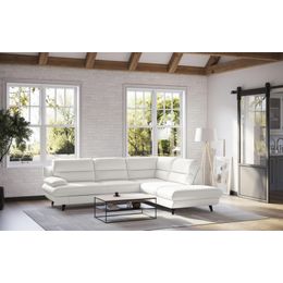 Ecksofa COTTA "Pike L-Form, B: 266 cm", bianco, B:266cm H:90cm T:217cm, GEDECKTES RINDSLEDER, Sofas, Ecksofa, optional Bettfunktion & Bettkasten