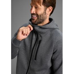 H.I.S. Kapuzensweatjacke H.I.S, Herren, Gr. 4XL (68/70), anthrazit melange, Sweatware, Obermaterial: 82% Polyester, 13% Viskose, 5% Elasthan, meliert, regular fit, hoch geschlossener Ausschnitt, Sweatjacken Kapuzensweatjacke, perfekt f&uuml;r Alltag & Outdoor-Aktivit&auml;ten
