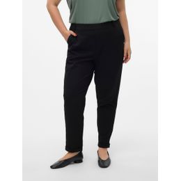 Anzughose Vero Moda CURVE "VMCMAYA MW LOOSE SOLID PANT CUR NOOS", Damen, Gr. 50, L&auml;nge 32, schwarz, Web, Obermaterial: 62% Polyester, 33% Viskose, 5% Elasthan, unifarben, regular fit kn&ouml;chellang, Hosen Anzughose