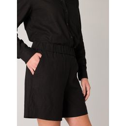 Shorts Base Level, Damen, Gr. 36, N-Gr, schwarz, Web, Obermaterial: 55% Leinen, 45% Viskose, unifarben, l&auml;ssig geschnitten ca. Mitte Oberschenkel, Hosen Shorts, Sommerhose im Leinenmix