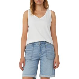 T-Shirt s.Oliver, Damen, Gr. 40, wei&szlig;, Jersey, Obermaterial: 50% Baumwolle, 50% Modal, unifarben, regular fit taillenbedeckt, V-Ausschnitt, Shirts T-Shirt, mit Cut-Out