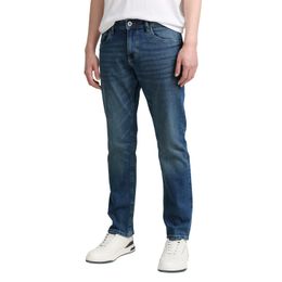 Straight-Jeans Tom Tailor "MARVIN", Herren, Gr. 38, L&auml;nge 34, blau (used mid stone blau denim34), Denim/Jeans, Obermaterial: 98% Baumwolle, 2% Elasthan, unifarben, straight fit kn&ouml;chellang, Jeans Straight-Jeans, im Five-Pocket Style