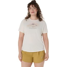 Laufshirt asics "FUJITRAIL LOGO SS TOP", Damen, Gr. XS, beige (cream), Obermaterial: 100% Polyester, Shirts Laufshirt