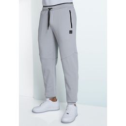 Sweathose John Devin, Herren, Gr. L (52/54), N-Gr, grau (hellgrau), angeraute Sweatware, Obermaterial: 60% Baumwolle, 40% Polyester, unifarben, bequem lang, Hosen Sweathose, Jogginghose mit seitlichen Taschen und Bindeband aus Baumwoll-Mix