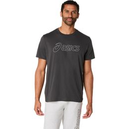 Laufshirt asics "asics LOGO SS TEE", Herren, Gr. S, grau (graphite grau), Obermaterial: 60% Baumwolle, 40% Polyester, Shirts Laufshirt