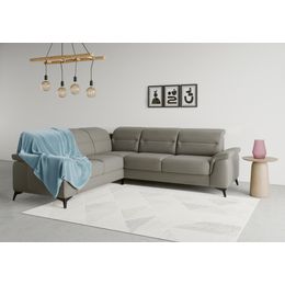 Sit & More Ecksofa SIT & MORE "Sinatra L-Form", braun (schlamm), B:251cm H:85cm T:231cm, 100% Polyester, Sofas, Ecksofa, optinal mit Kopfteilverstellung und Armteilfunktion, Metallf&uuml;&szlig;e