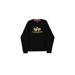 Sweater Alpha Industries "Basic Sweatshirt Carbon", Herren, Gr. L, schwarz (schwarz, gold), Obermaterial: 80% Baumwolle, 20% Polyester, regular fit, Sweatshirts Sweater