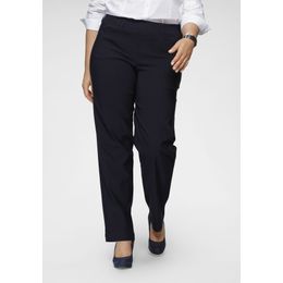 Stoffhose KjBRAND "Sally Bengaline", Damen, Gr. 46, N-Gr, blau (marine), Web, Obermaterial: 80% Viskose, 17% Polyamid, 3% Elasthan, unifarben, lang, Hosen Stoffhose, Sommerhose mit Schlupfbund