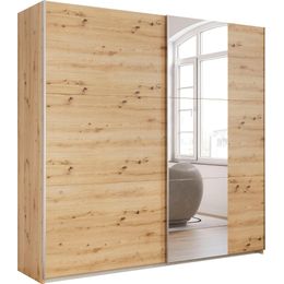 Schwebet&uuml;renschrank Rauch "Kleiderschrank Dreht&uuml;renschrank Schrank Garderobe KRONACH TOPSELLER", braun (eiche artisan, griffleisten alu, 1 spiegel), B:218cm H:210cm T:59cm, Holzwerkstoff, Schr&auml;nke, Schwebet&uuml;renschrank, optional ohne, mit 1 oder 2 Spiegel, viel Stauraum MADE IN GERMANY