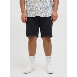 Jack & Jones PlusSize Chinoshorts "JPSTDAVE JJCHINO SHORTS SN AKM PLS", Herren, Gr. 48 (7XL), N-Gr, blau (schwarz navy), Web, Obermaterial: 98% Baumwolle, 2% Elasthan, JACK & JONES PLUSSIZE, unifarben, regular fit knielang, Hosen Chinoshorts