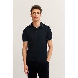 Poloshirt Bugatti "Regular Fit", Herren, Gr. XL, blau (390, marine), 65% Viskose, 35% Polyamid, unifarben, regular fit, ohne Ausschnitt, Rippb&uuml;ndchen, Shirts Poloshirt, angenehm weich und zeitloses Design