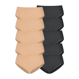 H&uuml;ftslip Petite Fleur, Damen, Gr. 40/42, schwarz (beige, schwarz), Single Jersey, Obermaterial: 95% Baumwolle, 5% Elasthan, unifarben, Unterhosen H&uuml;ftslip, aus elastischer Baumwolle, Topseller
