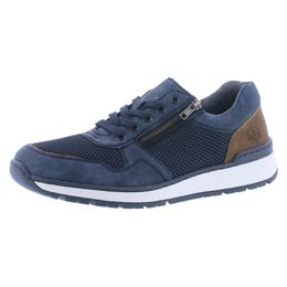 Sneaker Rieker, Herren, Gr. 44, bunt (dunkelblau, braun), Lederimitat, Textil, kontrastfarbene Details, Schuhe Sneaker, Schn&uuml;rschuh, Halbschuh, Freizeitschuh in bequemer Form, Topseller