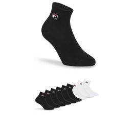 Kurzsocken Fila "UNISEX QUARTER PLAIN SOCKS", Damen, Gr. 43-46, schwarz-wei&szlig; (6x schwarz, 3x wei&szlig;), Baumwollmischung, unifarben, normal, Socken Kurzsocken, mit Logo-Schriftzug