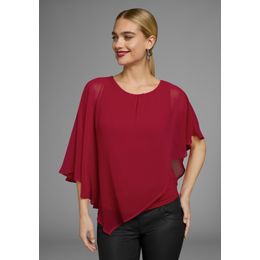 Chiffonbluse Laura Scott, Damen, Gr. 48, rot, Web, Obermaterial: 100% Polyester. Top: 95% Viskose, 5% Elasthan, unifarben, bequem h&uuml;ftlang, Rundhals, Blusen Chiffonbluse, f&uuml;r festliche Anl&auml;sse, Topseller