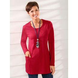 Longshirt Classic Basics "Longshirt", Damen, Gr. 38, rot, 100% Baumwolle, unifarben, Rundhals, Shirts Longshirt