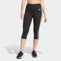 Trainingstights adidas Performance "TRAIN ESSENTIALS 3STREIFEN HIGHWAISTED 3/4", Damen, Gr. S, N-Gr, schwarz (schwarz, normal, gr.), Obermaterial: 85% Polyester, 15% Elasthan, clean, 3/4-L&auml;nge, Hosen Trainingstights, Sportleggings, atmungsaktiv, schnell trocknend
