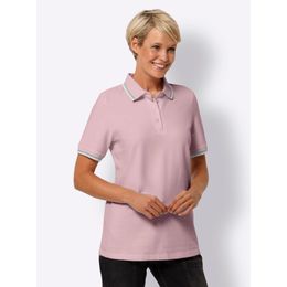 Poloshirt Classic Basics "Poloshirt", Damen, Gr. 56, rosa (ros&eacute;), 95% Baumwolle, 5% Elasthan, gemustert, gestreift, Shirts Poloshirt