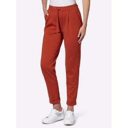 Jogger Pants Inspirationen, Damen, Gr. 24, Kurzgr&ouml;&szlig;en, rot (rostrot), 58% Viskose, 36% Polyamid, 6% Elasthan, unifarben, lang, Hosen Jogger Pants