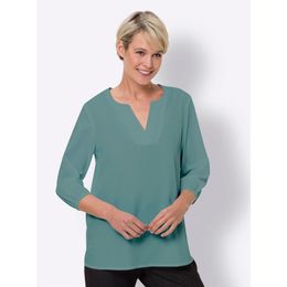Schlupfbluse Classic Basics, Damen, Gr. 48, gr&uuml;n (jade), 100% Polyester, unifarben, Rundhals, Blusen Schlupfbluse