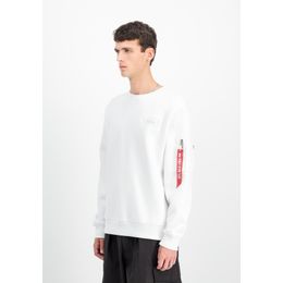 Sweatshirt Alpha Industries "Back Print Crewneck", Herren, Gr. 3XL, wei&szlig;, Sweatware, Obermaterial: 80% Baumwolle, 20% Polyester, bedruckt, regular fit normal, Rundhals, Rippb&uuml;ndchen, Sweatshirts Sweatshirt