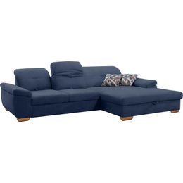Ecksofa Alina "Nadira", blau (blau gcp 106), B:297cm H:91cm T:199cm, Struktur fein XBO (90% Polyester, 10% Polyamide);Chenille GCP (100% Polyester), Sofas, Ecksofa, wahlweise mit Bettfunktion und Stauraum