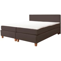 Boxspringbett Alina, braun (braungrau dmo 159), B:181cm L:206cm, Samt DMO (100% Polyester), Komplettbetten, Boxspringbett, inklusive Matratze und Topper, in diversen Ausf&uuml;hrungen