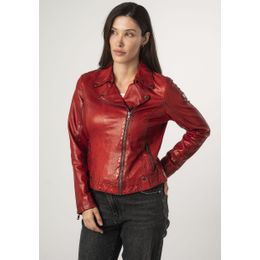 Lederjacke Mauritius "MWFayola", Damen, Gr. XS, rot, Obermaterial: 100% Schafsleder. Futter: 100% Baumwolle. &Auml;rmelfutter: 100% Polyester, unifarben, regular fit kurz, mit Rei&szlig;verschluss, Jacken Lederjacke, mit Umlegekragen