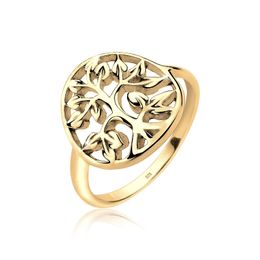 Silberring Elli "Ring Lebensbaum Floral 925er Sterling Silber" Gr. 52, gold, Fingerringe, Damen, 52, Silber 925 (Sterlingsilber), Silberring